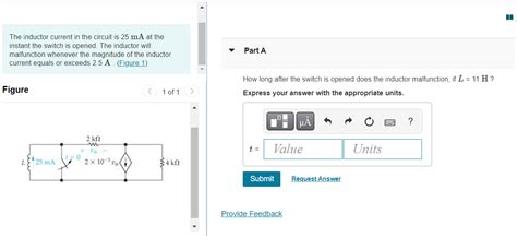 Solved The Inductor Current In The Circuit Is 25 Ma At The