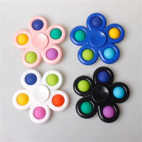 跨境fidget Toy减压玩具uv印花色五孔泡泡乐指尖陀螺解压玩具 阿里巴巴