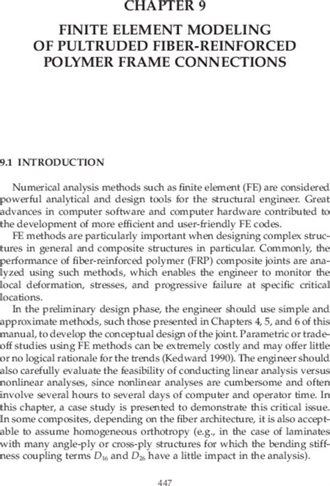 Finite Element Modeling Of Pultruded Fiber Reinforced Polymer Frame Connections Books Vol No