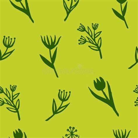 Seamless Pattern With Flowers And Plants Stock Vector Illustration Of Botanical Graphic