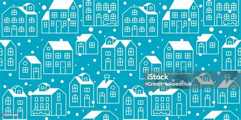 원활한 패턴 개요 집 또는 겨울 테마 평면 디자인 벡터 편집 가능한 뇌졸중에에서 코 티 지 0명에 대한 스톡 벡터 아트 및 기타