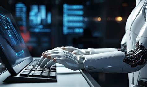 Premium Photo Robots Arm Is Typing On A Computer Keyboard