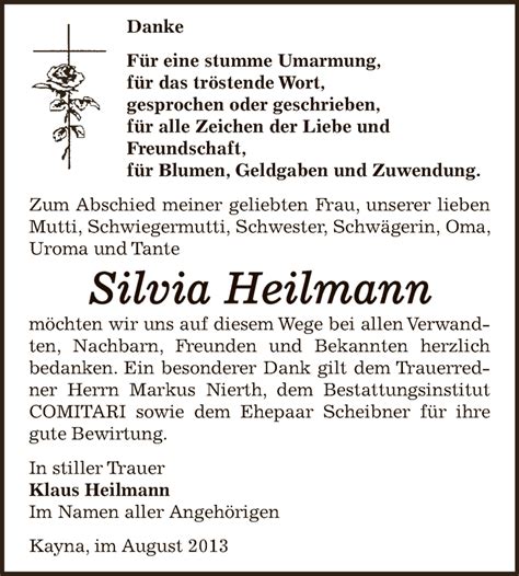 Traueranzeigen Von Silvia Heilmann Abschied Nehmen De