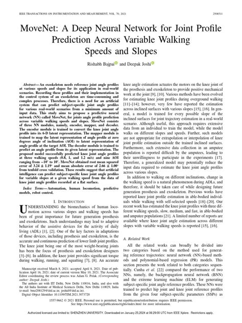 Movenet A Deep Neural Network For Joint Profile Prediction Across Variable Walking Speeds And