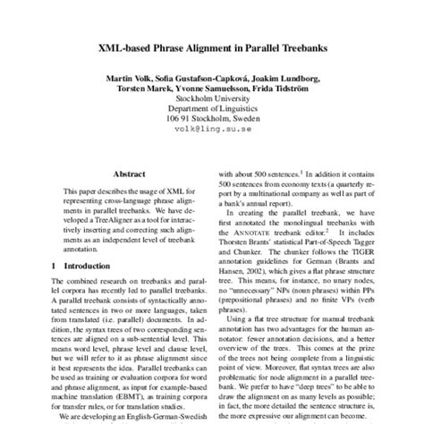 Xml Based Phrase Alignment In Parallel Treebanks Acl Anthology