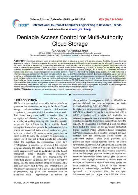 Pdf Deniable Access Control For Multi Authority Cloud Storage Ijcert Publications