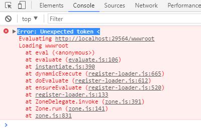 Asp Net Angular Error Unexpected Token