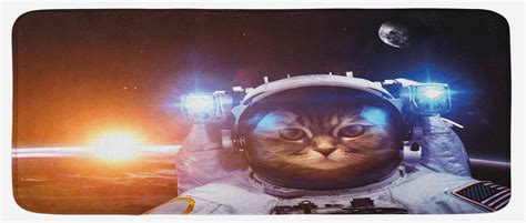 East Urban Home Kitten In Space Suit Sun Lunar Eclipse Over Planet