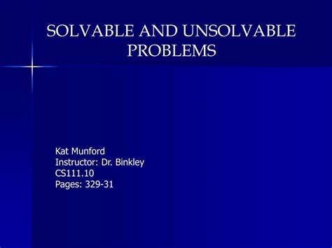 Ppt Solvable And Unsolvable Problems Powerpoint Presentation Free