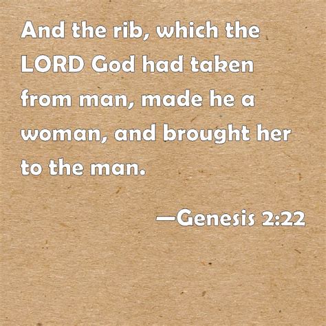 Genesis 222 And The Rib Which The Lord God Had Taken From Man Made