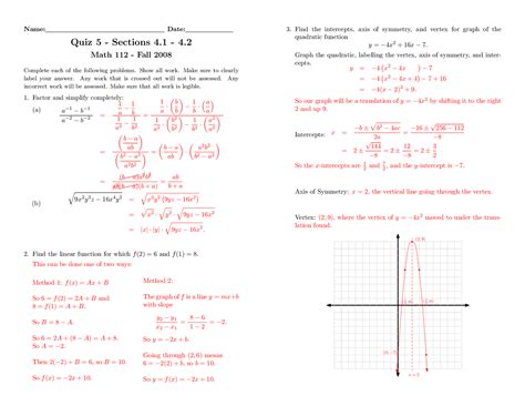 Quiz 5 Solutions For Math 112 Fall 2008 Sections 41 42 Quizzes