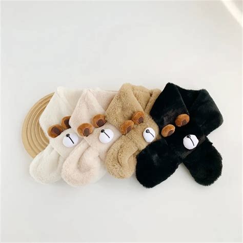 Badu Bg Зимен топъл бебешки шал Сладко анимационно мече момчета момичета шалове плюшени