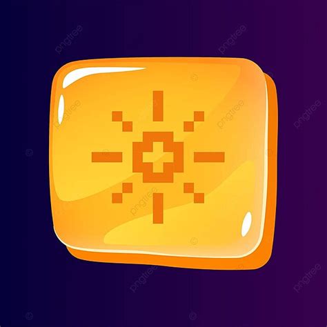 Pixelated Icon On A Glossy Ui Button In Day Mode Vector Orange Plastic Rectangle Png And