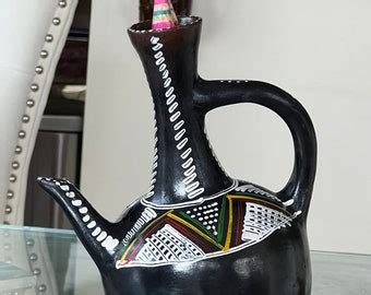 Eritrean And Ethiopian Traditional Coffee Pot Jebena Hand Made Habesha Pottery Clay Coffee Pot