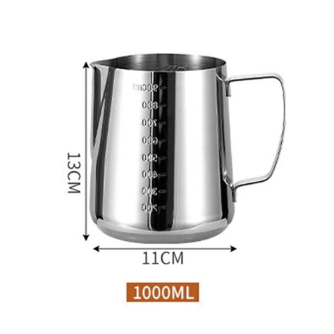 เหยือกตีฟองนม พิชเชอร์ ถ้วยตีฟองนม สแตนเลส Stainless Milk Pitcher สเตนเลส 304 สีเงิน 350 600