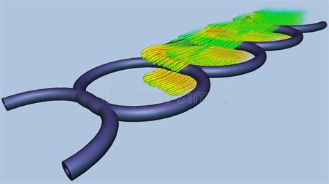 Industrial Cooling Tube Airflow Simulation Cfd Simulation Computational Fluid Dynamics Stock