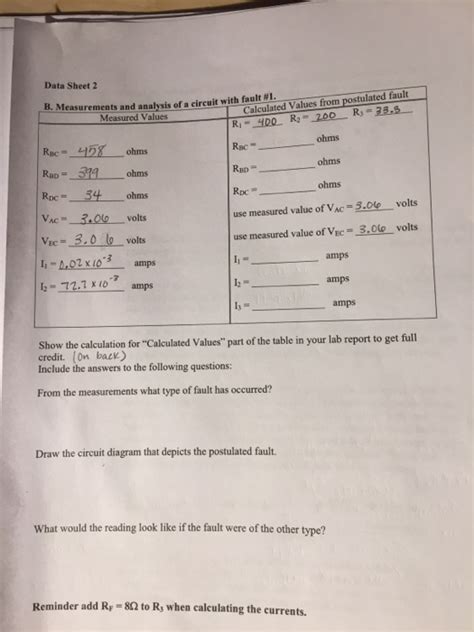 Solved Measurements And Analysis Of A Circuit With Fault Chegg