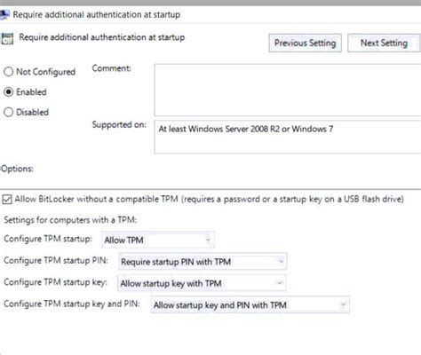 The Group Policy Settings For Bitlocker Startup Options Are In Conflict Windows Spiceworks