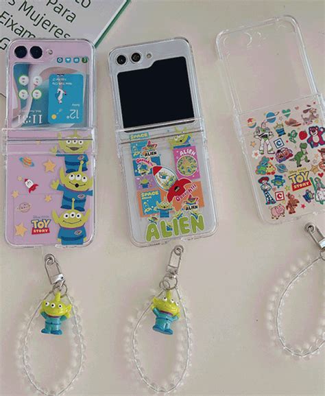 추가금 Z플립 5 4 3 투명 힌지보호 캐릭터 구슬 스트랩 케이스 피규어 키링 슬림 심플 에이블리