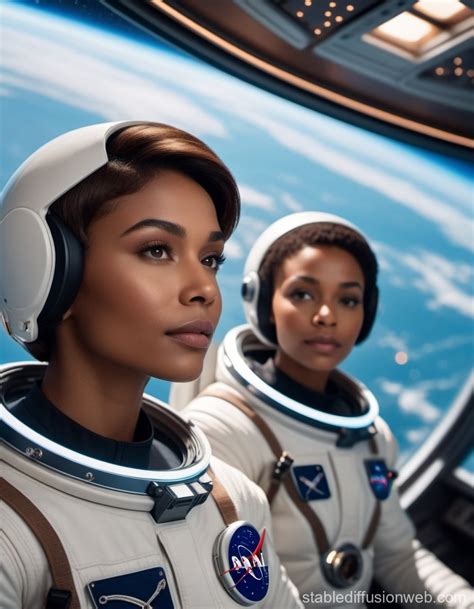 Astronaut Twins Viewing A Planet Stable Diffusion Online