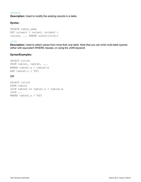 Cse 154 Exam Cheat Sheet Download Printable Pdf Templateroller