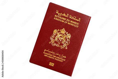 Kingdom Of Morocco Red Diplomatic Passport Isolated On White Background