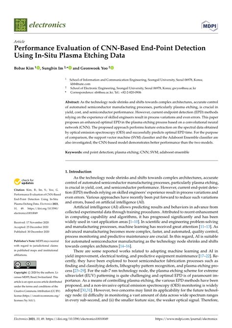 Pdf Performance Evaluation Of Cnn Based End Point Detection Using In Situ Plasma Etching Data