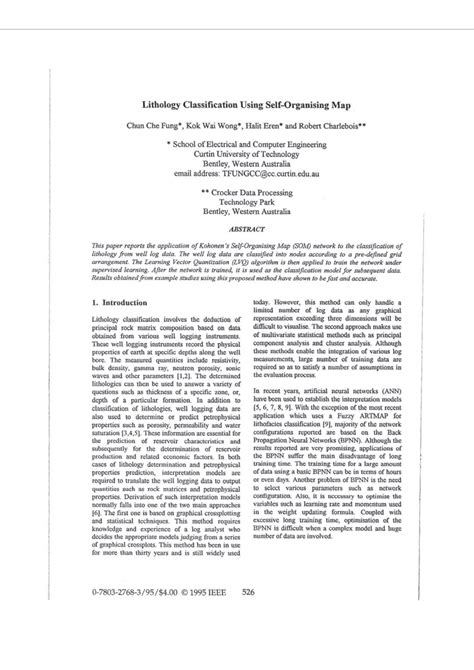 pdf lithology classification using self organising map