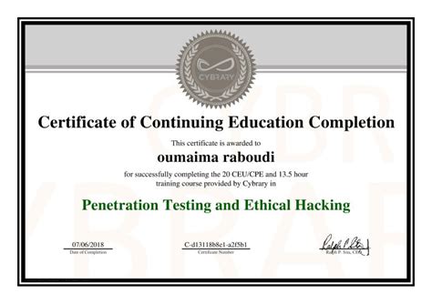 Oumaima Raboudi On Linkedin Earned Another Certificate Of Completion Penetration Testing And