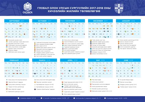 Календарчилсан төлөвлөгөө Global Edu