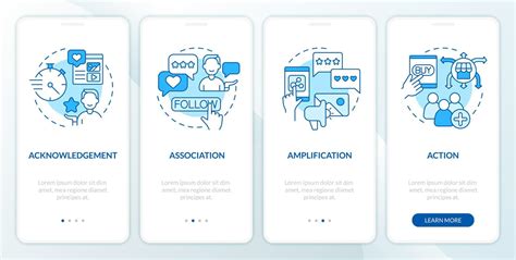 Types Of Social Media Engagement Blue Onboarding Mobile App Screen