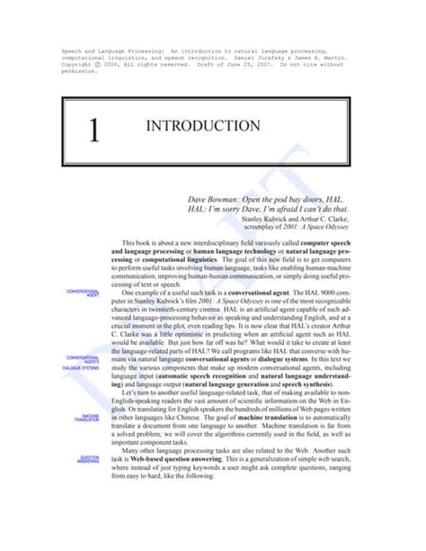 Jurafsky Martin Speech And Language Processing An Introduction To Natural Language Processing