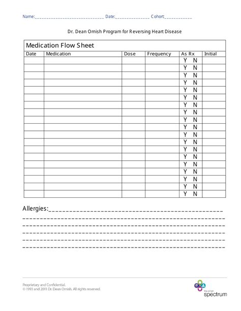 Medication Flow Sheet Dr Dean Ornish Program For Reversing Heart