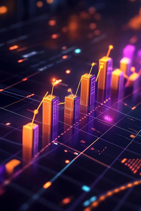 Virtual Graph Showing Sales Growth And Ecommerce Volume Stock