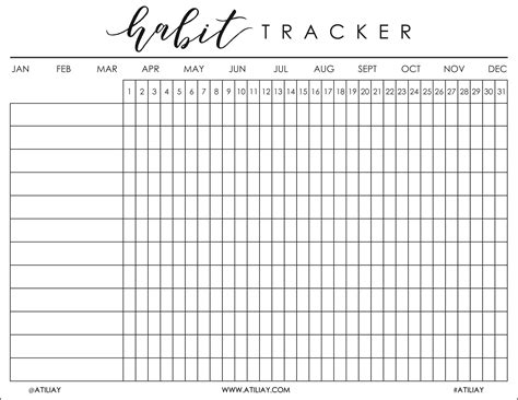 Habit Tracker Template Printable Social Media Template
