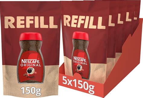 NescafÉ Original Instant Coffee Refill Pouch 150g Rich Aroma Full And Bold Flavour Pack Of 5