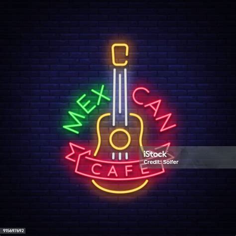 멕시코 카페는 네온 사인 밝은 사인 네온 배너 빛나는 로고 기호 멕시코 음식의 야간 광고 노을 프로젝트에 대 한 서식 파일을 디자인 합니다 벡터 일러스트 레이 션 0명에