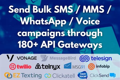Do Bulk Sms Mms Text Voice Calls Whatsapp Marketing Gateway With Official Api By Mcanudo Fiverr