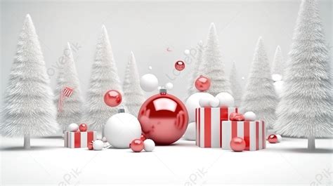 축제 3d 렌더링 소나무 선물 상자 사탕 지팡이와 크리스마스 공 크리스마스를 위한 복사 공간 리스 배경 축제 선물 배경 지팡이 배경 이미지 Hd 리스 축제 선물