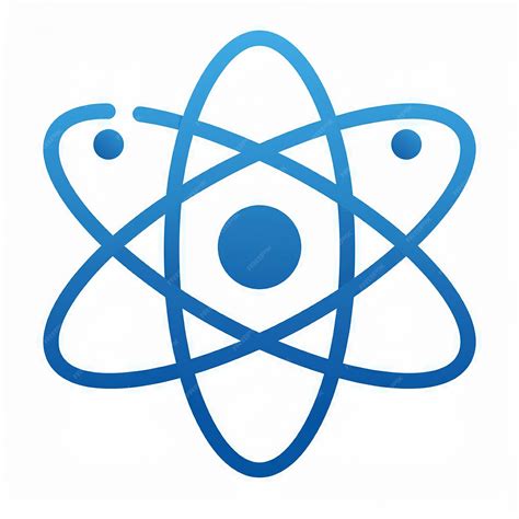 Un Dibujo Azul Y Blanco De Un átomo Con Un Punto Azul En él Vector