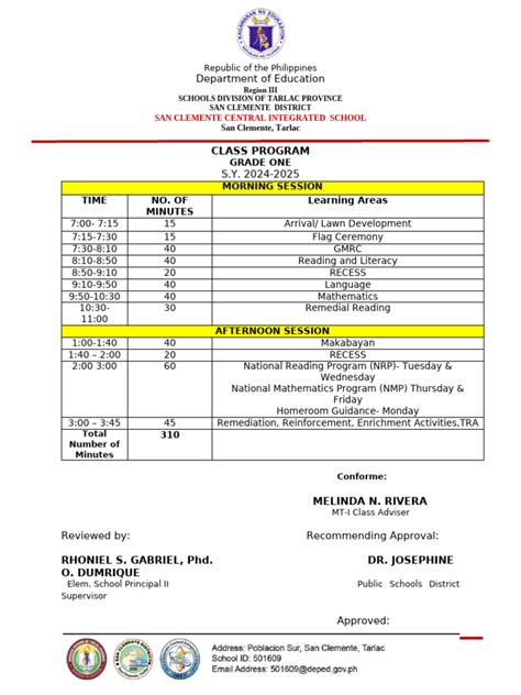 Class Program Grade One Love Final Pdf