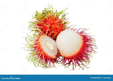 Rambutan Isolated On White Background Tropical Fruit Nephelium