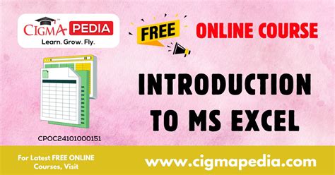 Introduction To Ms Excel Free Online Course Cigma Pedia
