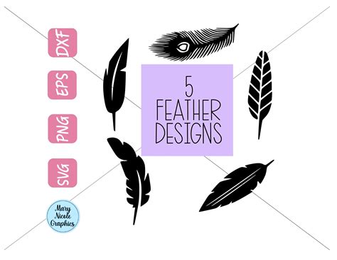 Feather Svg Bundle Feather Birds Svg Dxf Png  Feathers Silhouette Boho Feather Svg