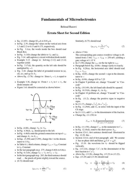 Microelectronics Errata Sheet Update Pdf Electricity Electronics