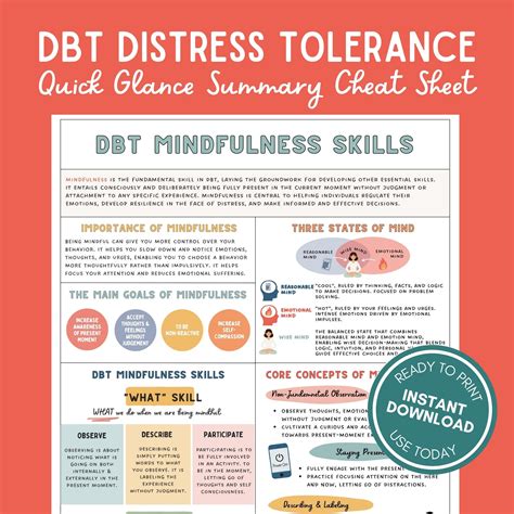 Dbt Distress Tolerance Coping Skills Printable Assessment