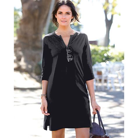 Robe Courte Fendue Manches Longues Col V Femme Noir 3 Suisses