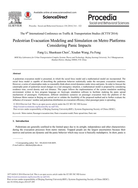 Pdf Pedestrian Evacuation Modeling And Simulation On Metro Platforms Considering Panic Impacts