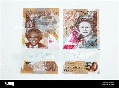 Eastern Caribbean Central Bank Polymer Fifty Dollars 2019 Issue Vertical Format Reverse Side Sir