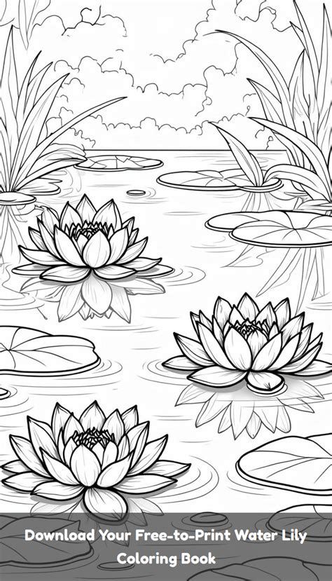 Download Your Free To Print Water Lily Coloring Book Flower Coloring